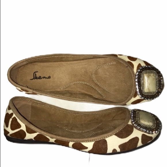 Skemo | Shoes | Nwob Skemo Giraffe Print Cowhide Jewel Flats | Poshmark
